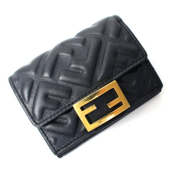 Fendi | Bags | Fendi Micro Trifold Wallet Black Nappa Leather 8m395 Aajd F0kur | Poshmark